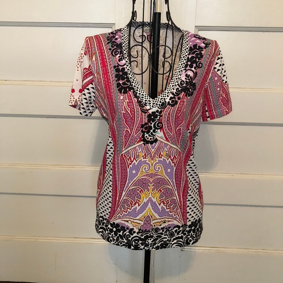 Etro | Tops | Etro Milano Sz 4 Short Sleeve Top Multicolor Nwot | Poshmark